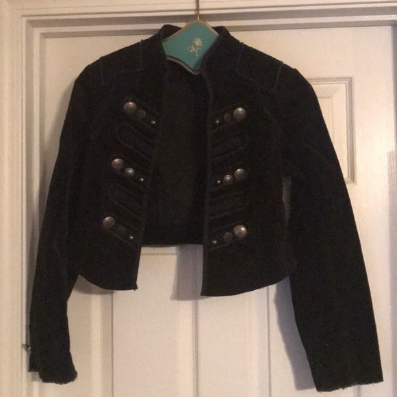 boutique | Jackets & Coats | Cropped Velvet Military Jacket | Poshmark